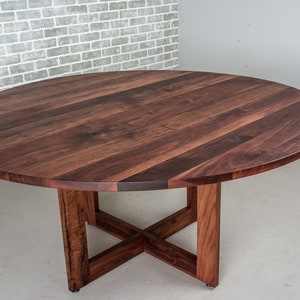 Solid Wood Dining Table Round, Round Dining Table in Spiced Walnut ...