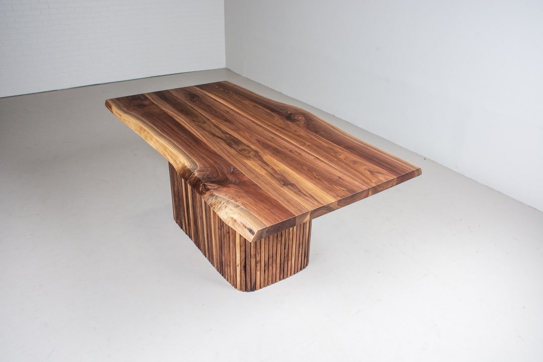 Live Edge Pedestal Table, Live Edge Walnut Dining Table on Walnut ...