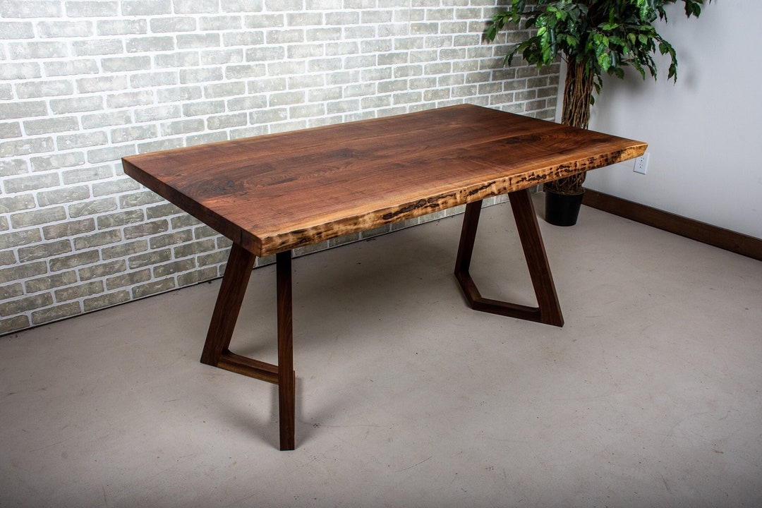 Live Edge Walnut Table, Walnut Dining Table on Walnut Caldwell Legs ...