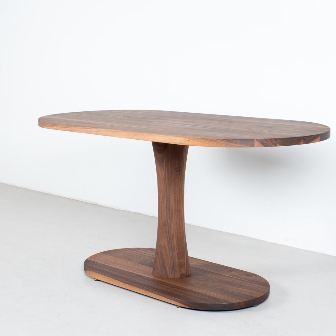 Small Oval Table for a Kitchen Banquette, Walnut Pedestal Table - Etsy