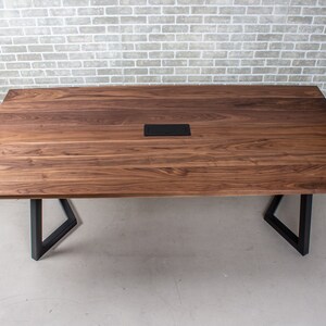 Wood Meeting Table, Walnut Boardroom Table With Grommet Cut Out, Custom ...