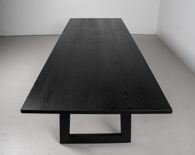 Solid Oak Dining Table Black - Etsy