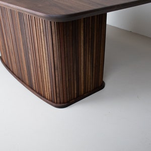 Walnut Dining Table, Fluted Pedestal Base, Squoval Top - Etsy