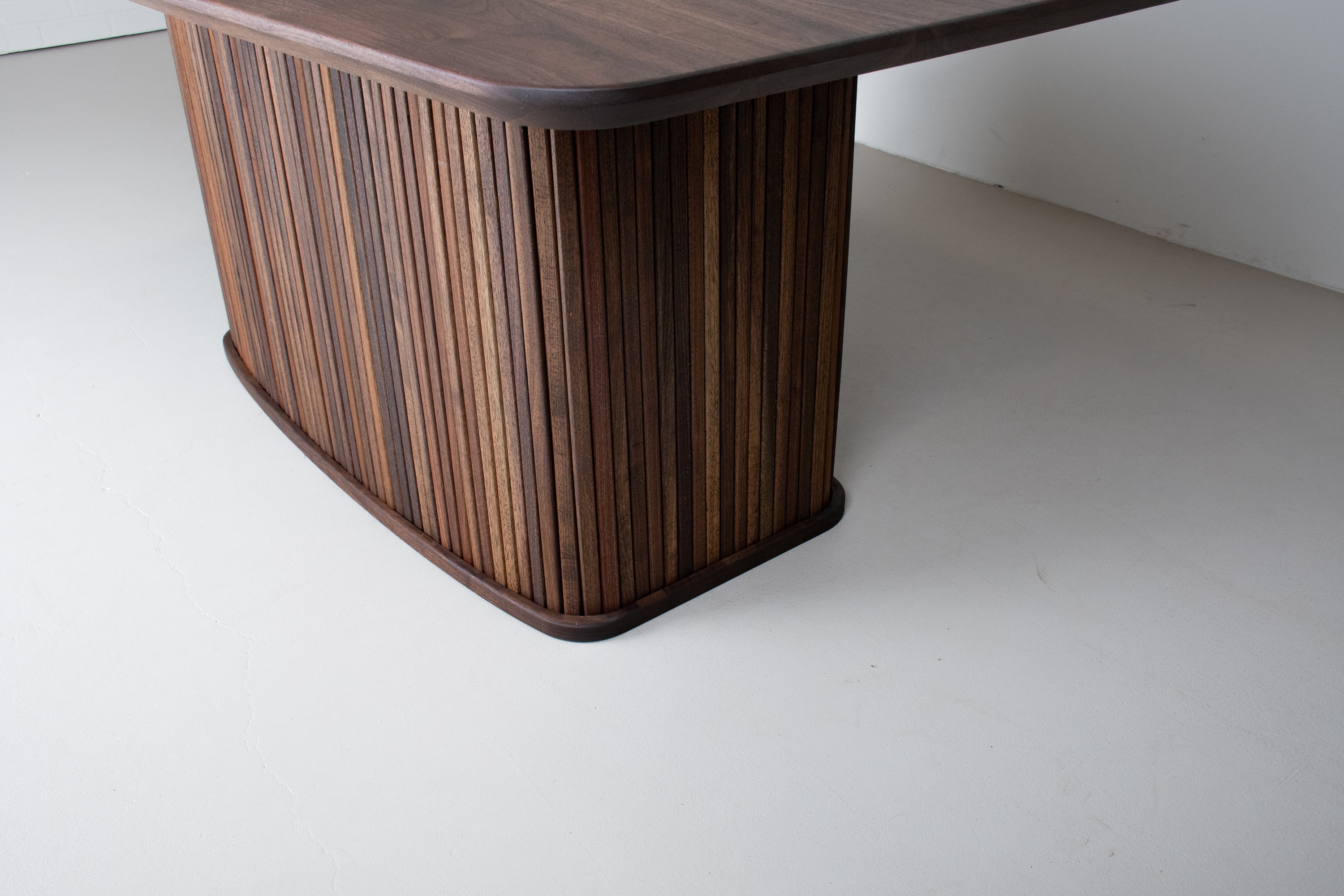 Walnut Dining Table, Fluted Pedestal Base, Squoval Top - Etsy