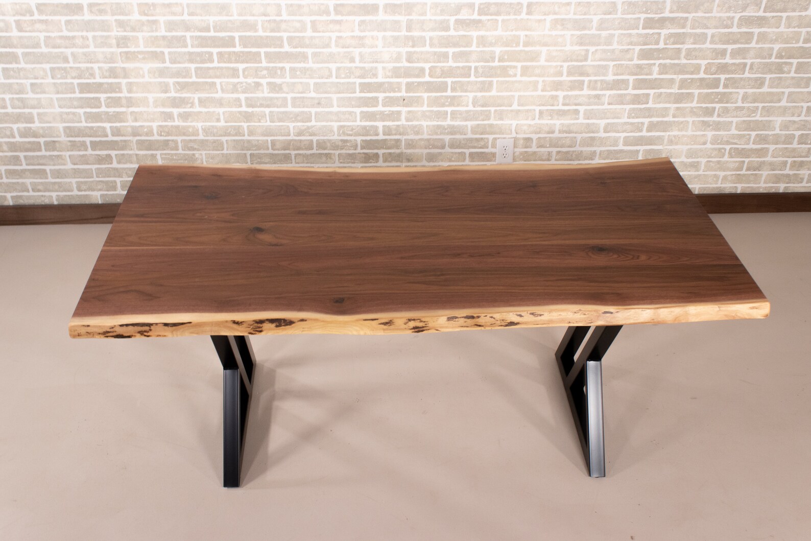 Live Edge Dining Table, Modern Live Edge Table on Steel Double Y Legs ...