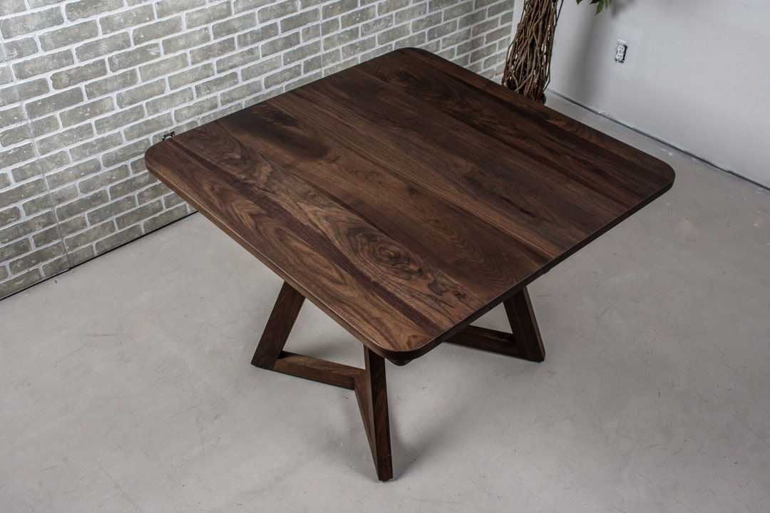 Walnut Extension Table, Square Dining Table With Extenders, Extendable ...