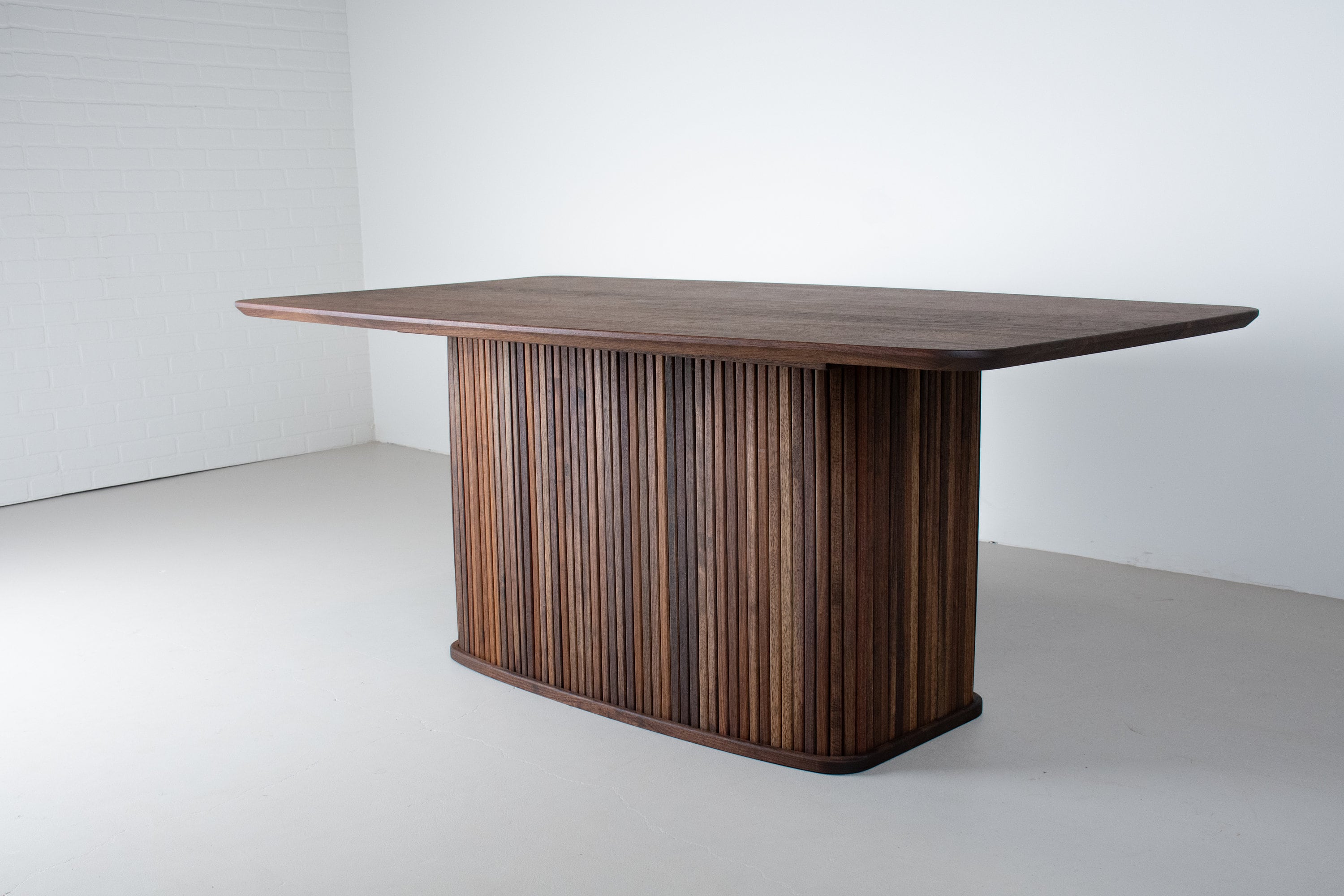 Walnut Dining Table, Fluted Pedestal Base, Squoval Top - Etsy