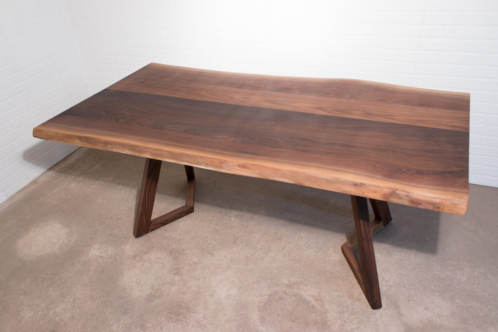 Live Edge Walnut Table Walnut Dining Table on Walnut Chevron - Etsy