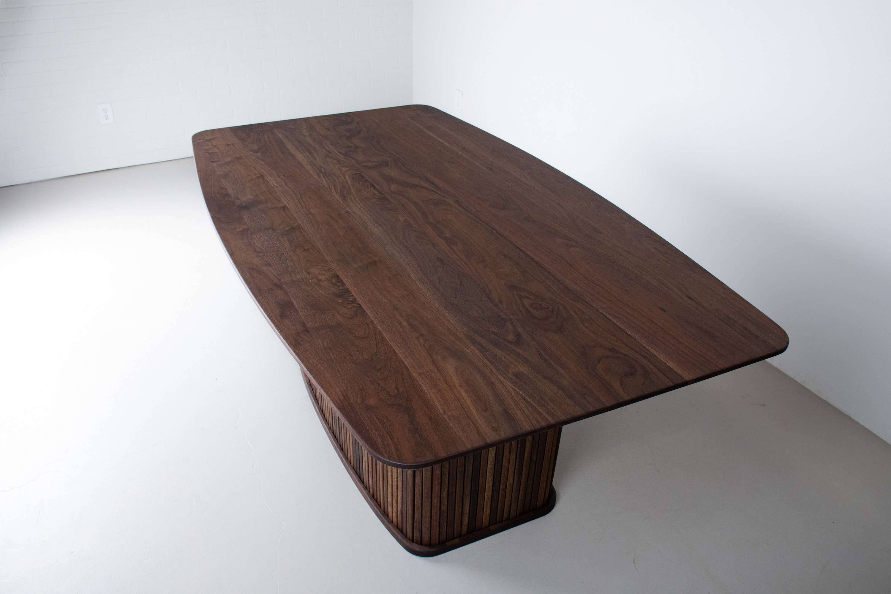 Walnut Dining Table, Fluted Pedestal Base, Squoval Top - Etsy