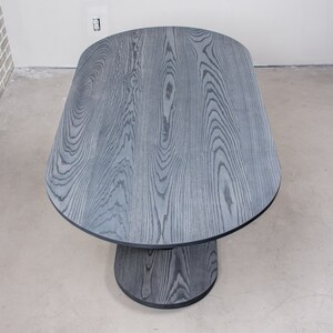 Small Oval Pedestal Table, Ash Dining Table With Iron Colored Finish ...