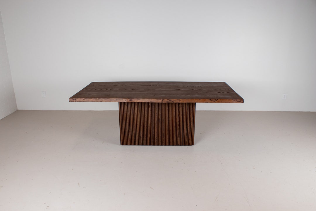 Custom Dining Table Raw Edge Table on Fluted Pedestal Base - Etsy