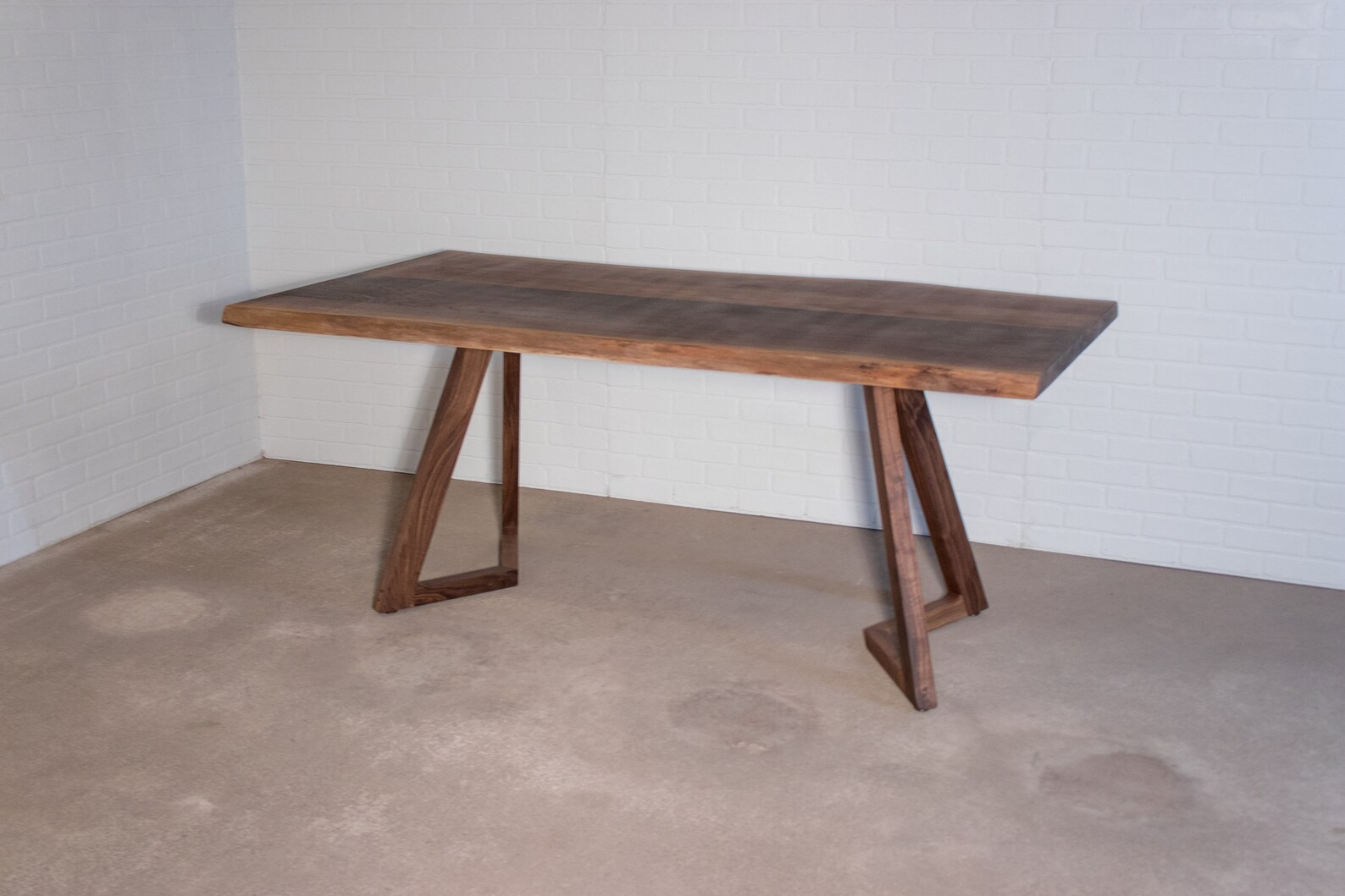 Live Edge Walnut Table Walnut Dining Table on Walnut Chevron - Etsy