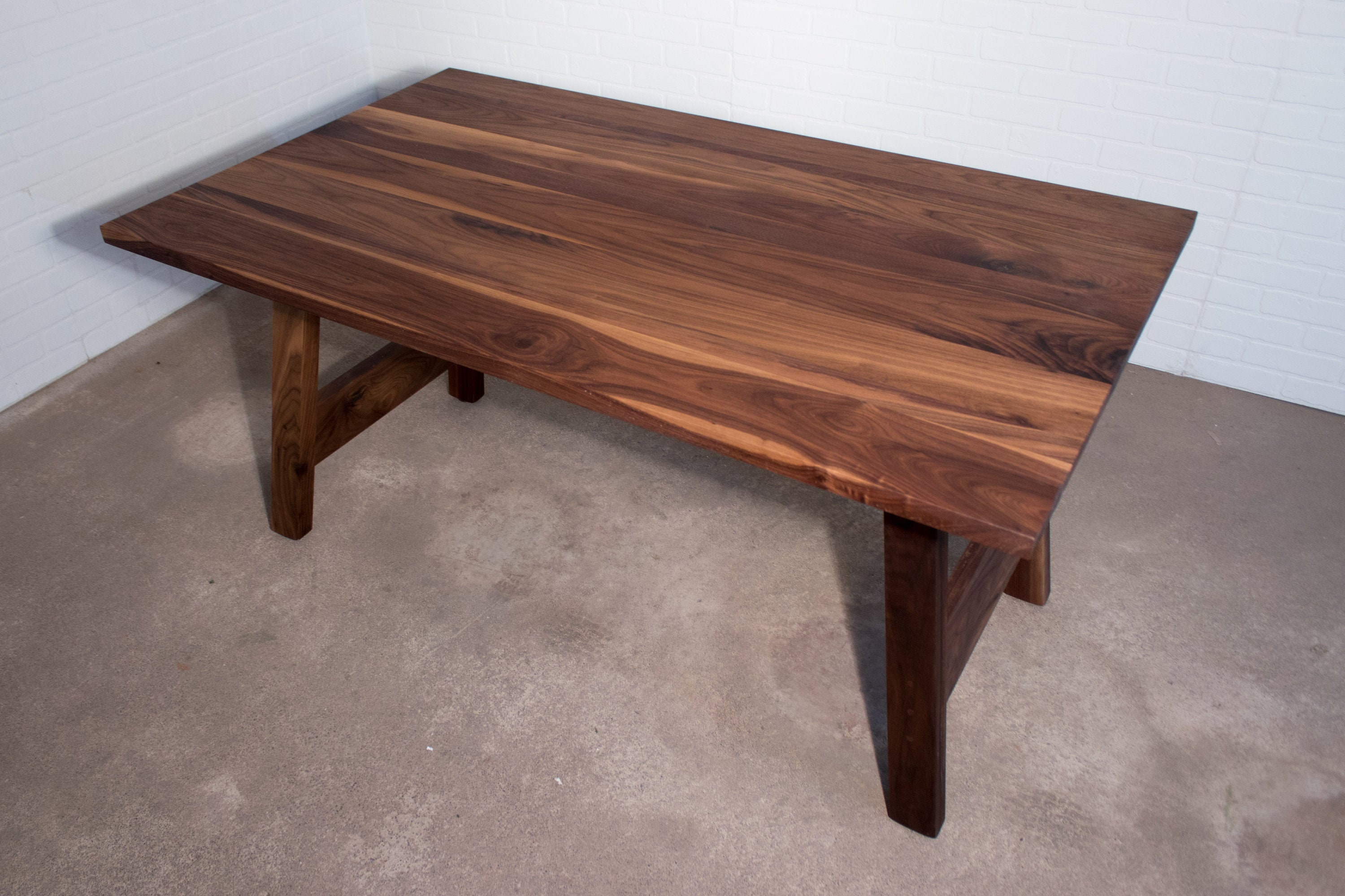 Wood Kitchen Table, Walnut Dining Table on Walnut H Legs, Farmhouse ...