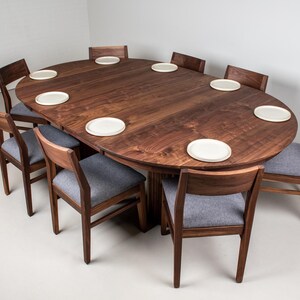 Expandable Walnut Round Table, 60" Round Walnut Dining Table With Leaf ...