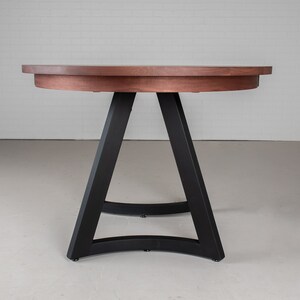 Round Expandable Dining Table, Spiced Walnut Table Top on Black Maple ...