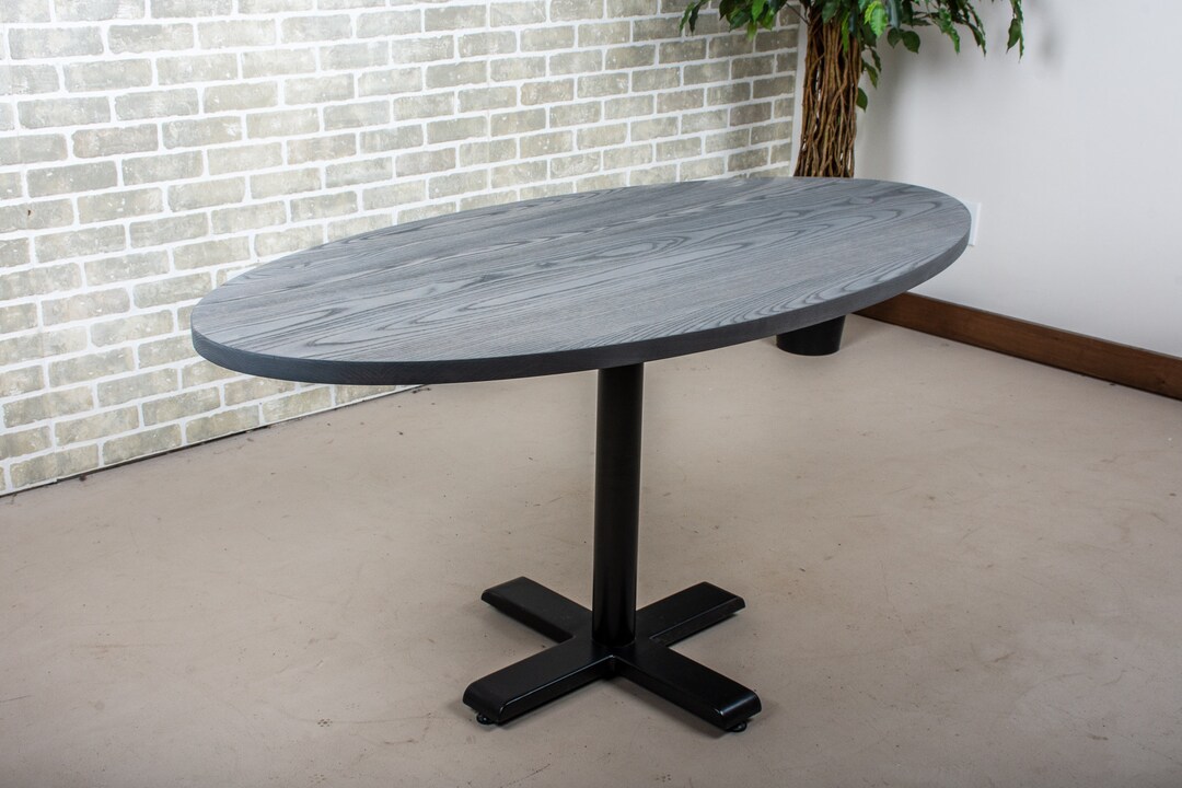 Dining Table for Modern Spaces, Oval Ash Wood Table, Small Pedestal ...