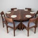 Expandable Walnut Round Table, 60" Round Walnut Dining Table With Leaf ...