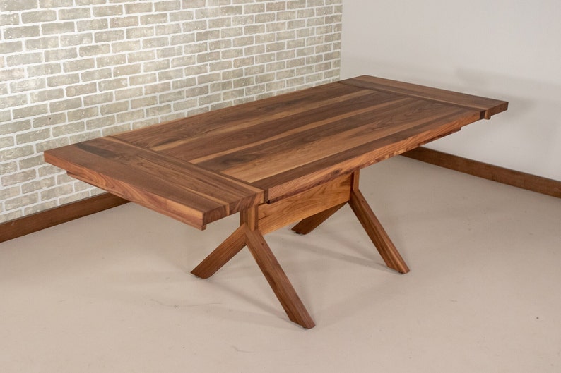 Walnut Extendable Dining Table, Expandable Dining Room Table, Small ...