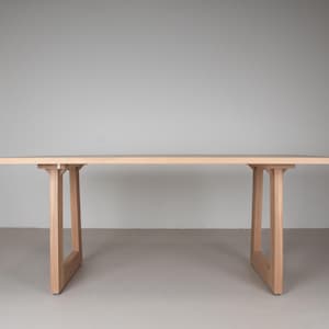 Custom Oak Kitchen Table, Solid White Oak Dining Table, Modern Oak ...