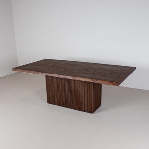 Custom Dining Table, Raw Edge Table on Fluted Pedestal Base, Live Edge ...