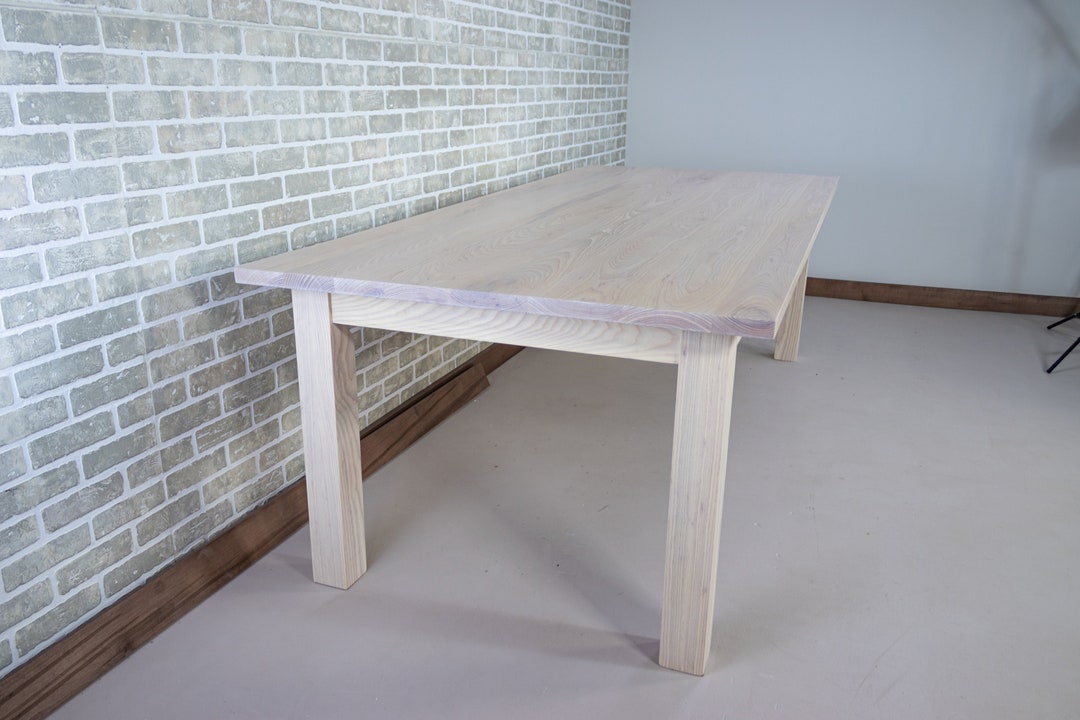 White Wood Table Whitewash Farmhouse Kitchen Table Ash - Etsy