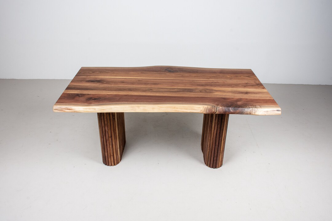 Modern Live Edge Table, Live Edge Walnut Dining Table on Midcentury ...