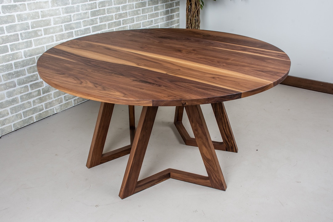60 Inch Walnut Round Table Circle Wood Dinner Table Natural Walnut Kitchen Table 60 Inch Round Dining Table Round Walnut Table for 6 Etsy