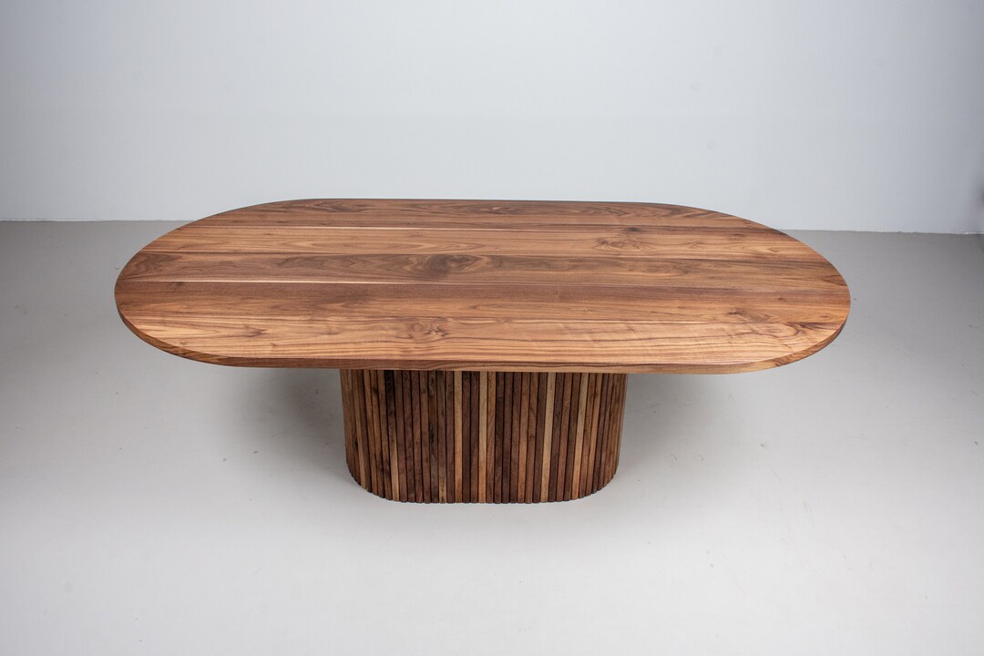 Wood Pedestal Oval Table Racetrack Oval Walnut Table on - Etsy
