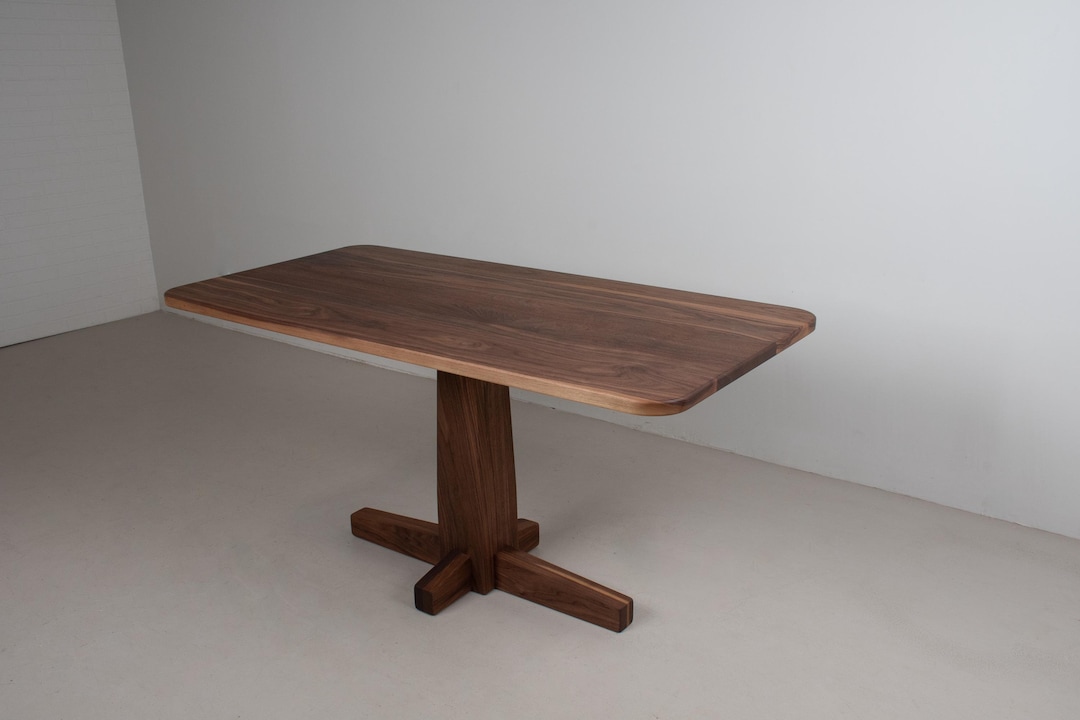Custom Banquette Table, Walnut Pedestal Table, Narrow Dining Table for ...