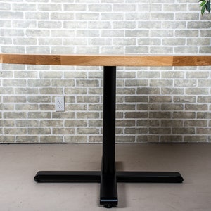 Round Oak Table, Oak Dining Table on Cafe Style Base, Round Wood Table ...