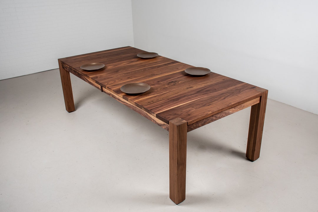 Wood Dining Table Extendable, Large Walnut Dining Table With Leaves ...