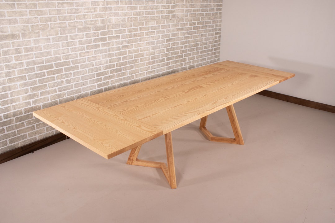 Extendable Dining Table, Wood Dining Table on Wood Legs, Extending Ash ...