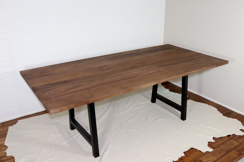 Farmhouse Dining Table, Modern Farmhouse Table on Steel Legs, Walnut ...
