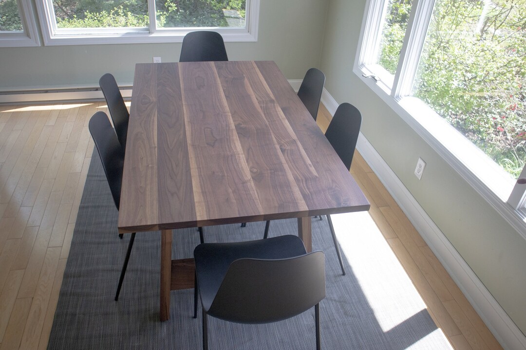 Wood Kitchen Table, Walnut Dining Table on Walnut H Legs, Farmhouse ...