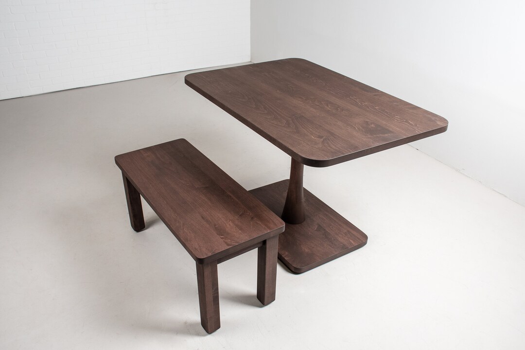 Small Dining Table Bench Set, Apartment Dining Table, Dark Brown ...
