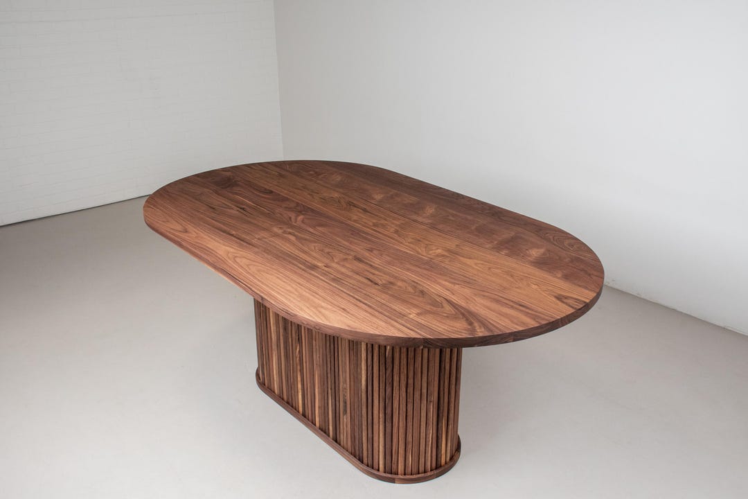 Custom Pedestal Table, Wood Oval Table, Midcentury Modern Oval Pedestal ...