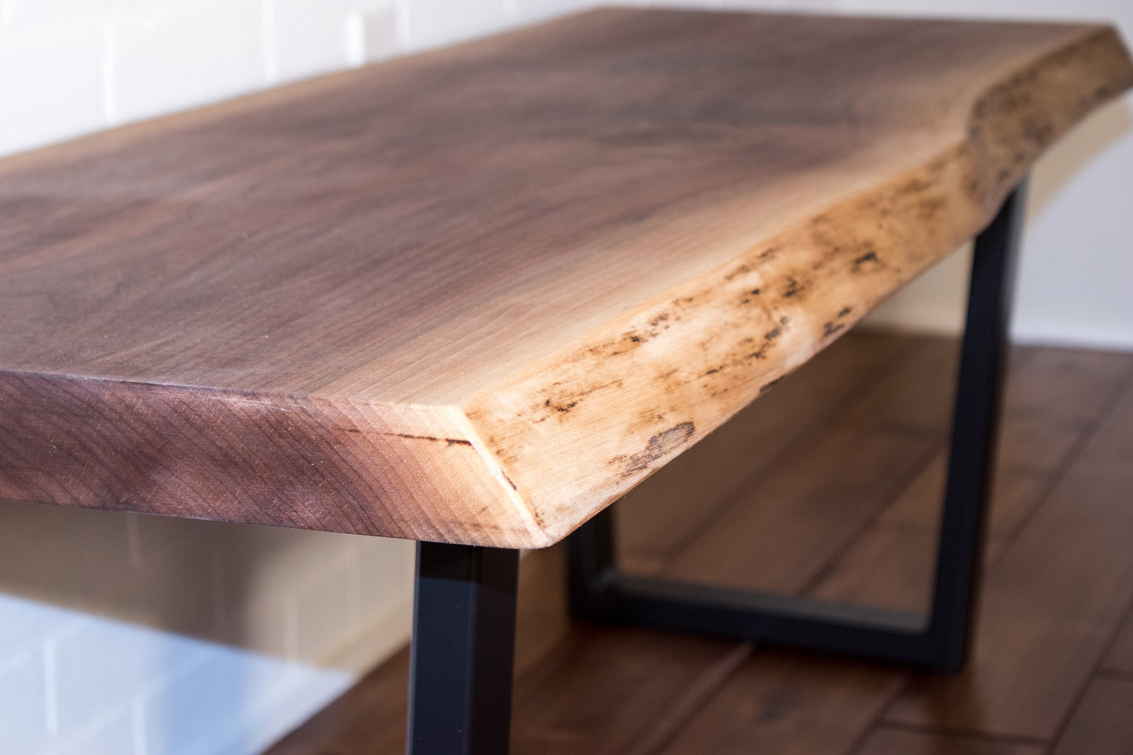 Live Edge Bench on Steel Legs Farmhouse Entryway Bench - Etsy