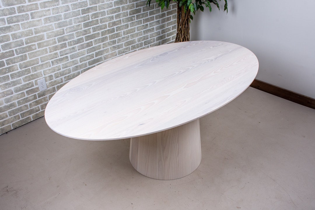 Wood Oval Table Top, Custom Oval Pedestal Table, White Dining Table ...