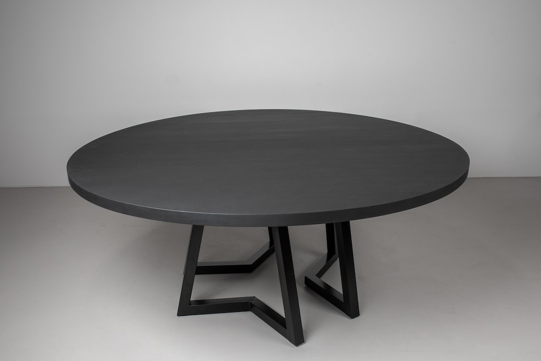 Solid Wood Round Dining Table, Round Black Dining Table, Large Round ...