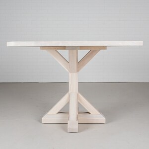 60 Inch Dining Table, White Kitchen Table on Farmhouse Style Pedestal ...