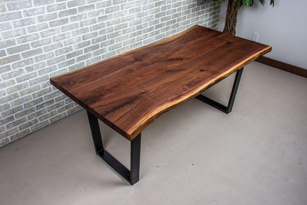 Walnut Live Edge Table, Live Edge Walnut Dinning Table, Industrial Style Dining Table, Walnut ...