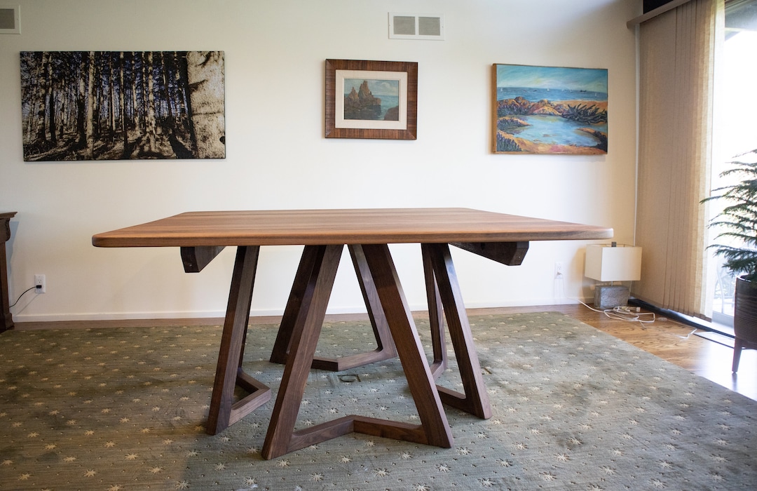 Square Dining Table 8 People, Large Walnut Dining Table, Large Square Walnut Table, Large Dining ...