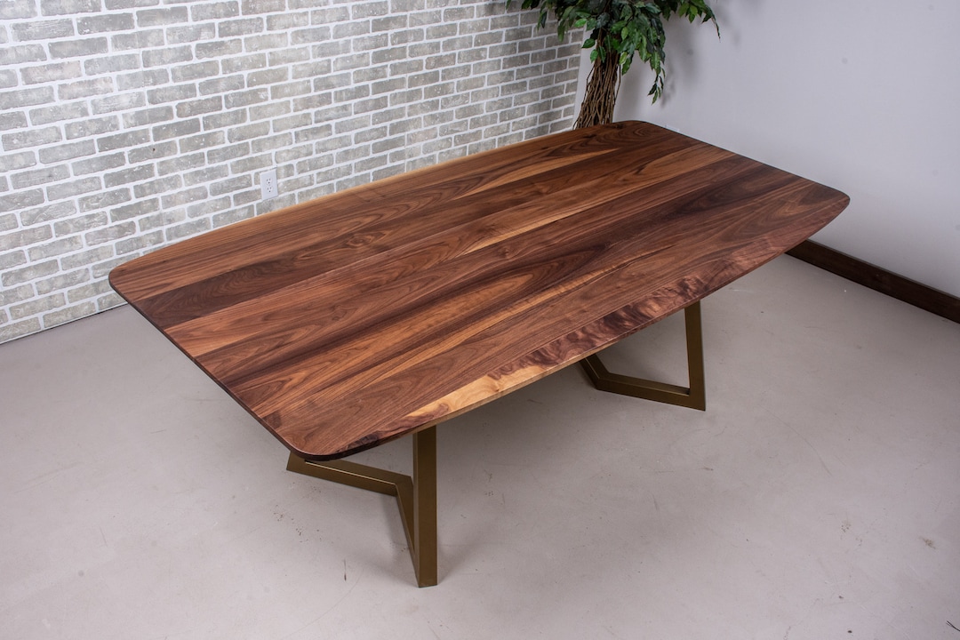 Handmade Furniture, Custom Squoval Dining Table in Walnut on Gold Legs ...