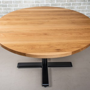 Round Oak Table, Oak Dining Table on Cafe Style Base, Round Wood Table ...