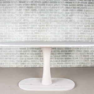 Custom Oval Dining Table, White Kitchen Table on a Pedestal Base, Small ...