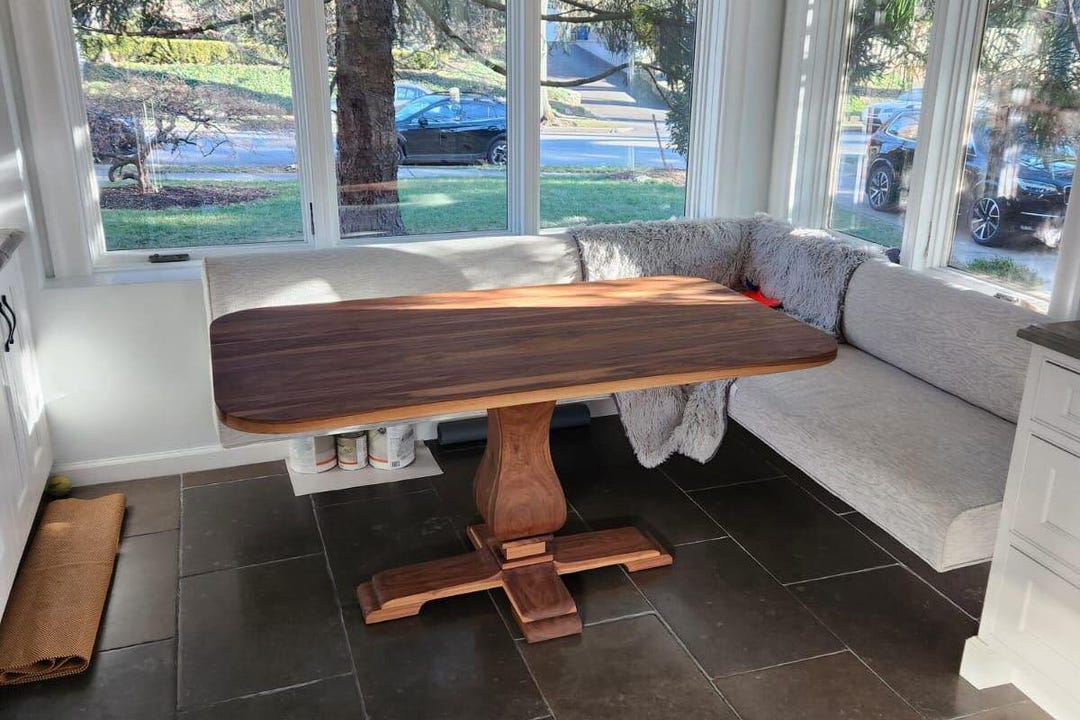 Walnut Pedestal Dining Table, Traditional Wood Dining Room Table ...