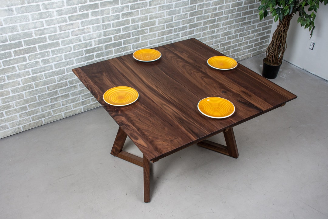 Expandable Square Dining Table, Square Walnut Table With Leaves ...