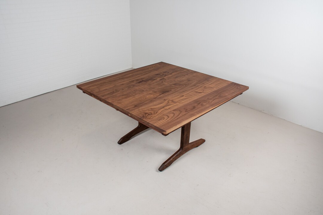 Square Walnut Dining Table With Leaves, Solid Wood Extension Table ...