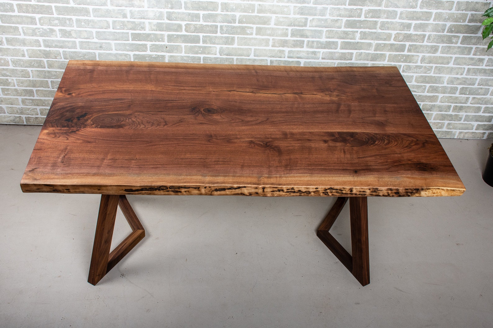 Live Edge Walnut Table Walnut Dining Table on Walnut Chevron - Etsy