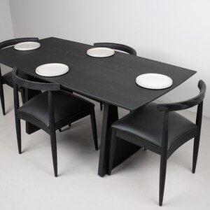 Modern Black Dining Table, Dramatic Oak Table on Custom Legs, Solid Oak ...